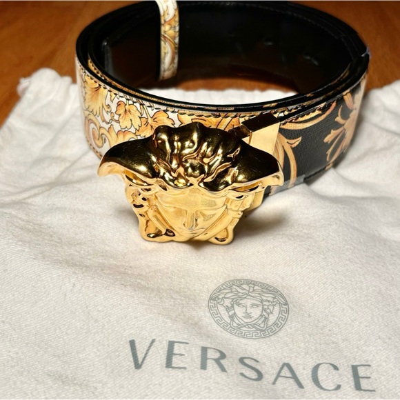 Versace | Accessories | Versace Gold Black Hibiscus Baracco Runway ...